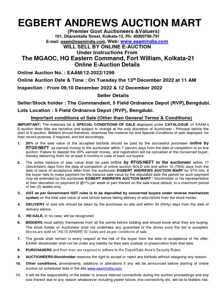 Online Auction of Army Vehicles | PDF | Auction