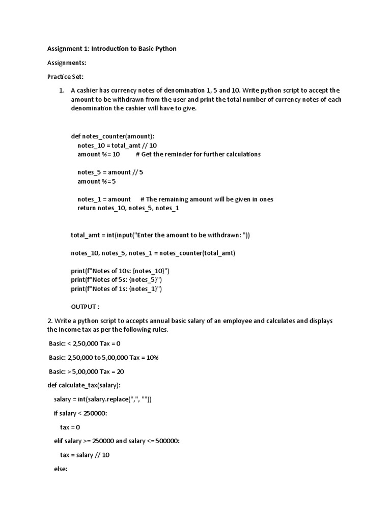 Python Assignemnt 1 | PDF | Teaching Methods & Materials