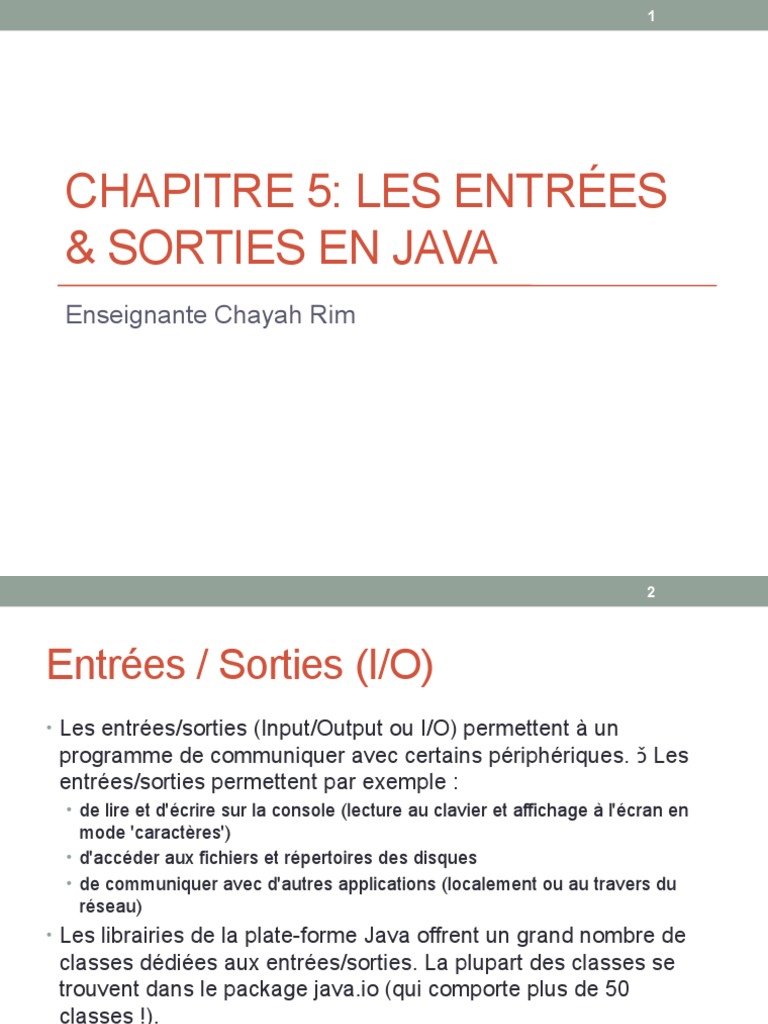 POO Chapt 5 | PDF | Entrée/Sortie | Java (Langage de programmation)