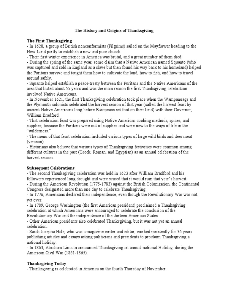 Thanksgivig History | PDF | Thanksgiving