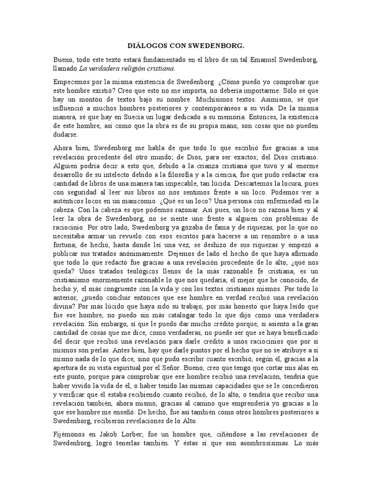 Diálogos Con Swedenborg | PDF | Verdad | Emanuel Swedenborg
