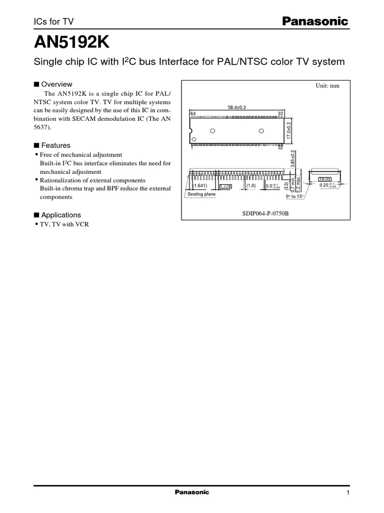 AN5192K PanasonicSemiconductor | PDF | Power Supply | Electrical Engineering