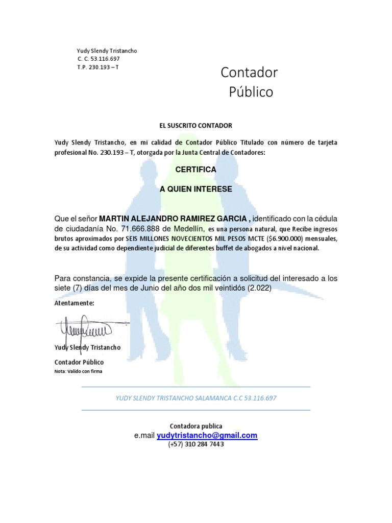 Certificado Contadora Junio Martin Alejandro Ramirez (1) | PDF