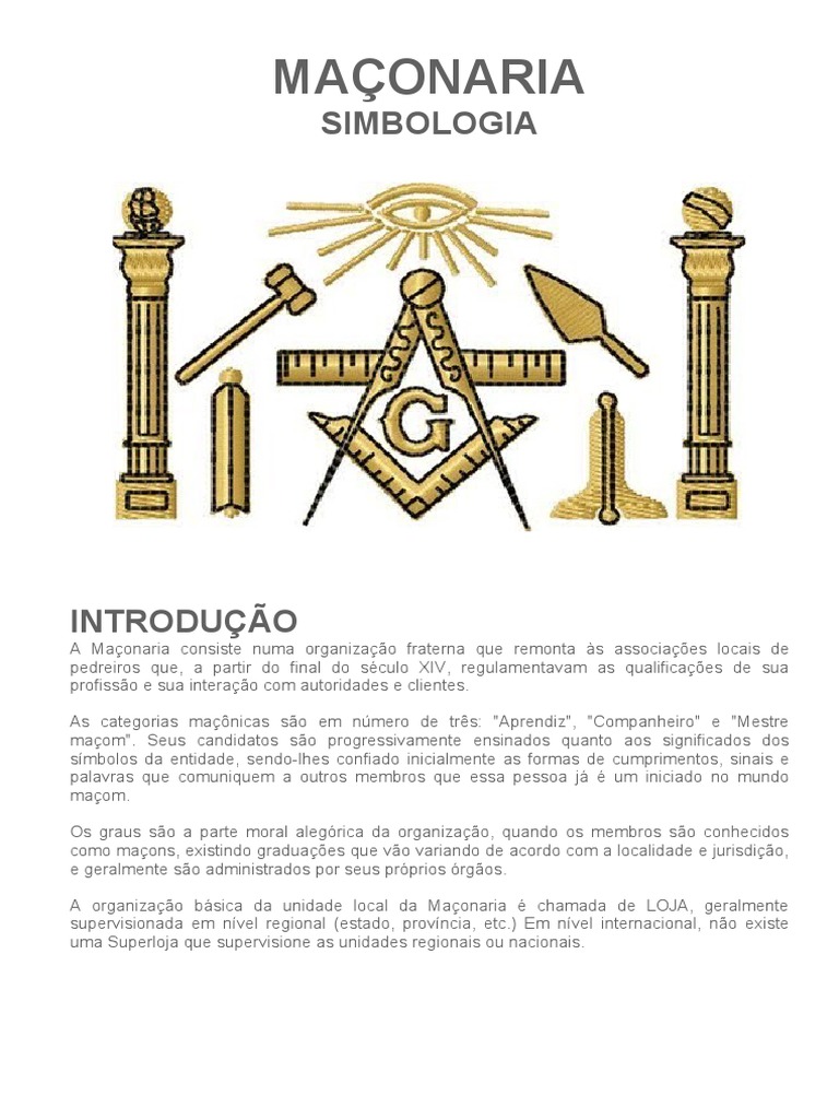 Símbolos e Significados da Maçonaria | PDF | Maçonaria | Loja Maçônica