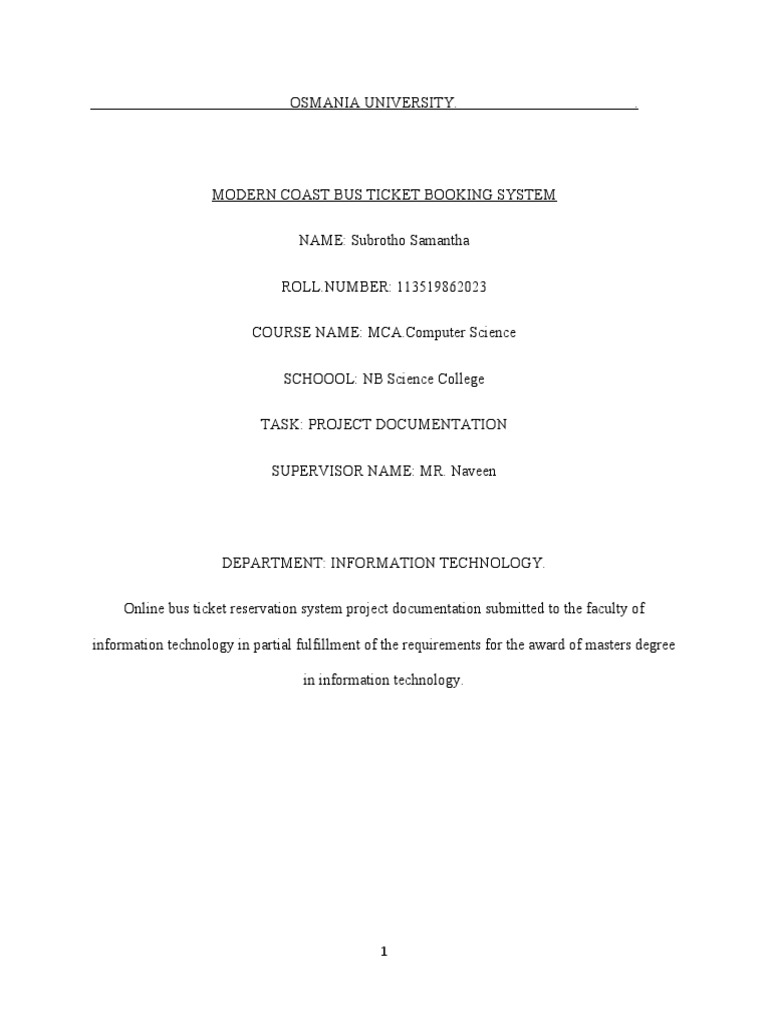 Bus Ticket Reservation System | PDF | Feasibility Study | User (Computing)