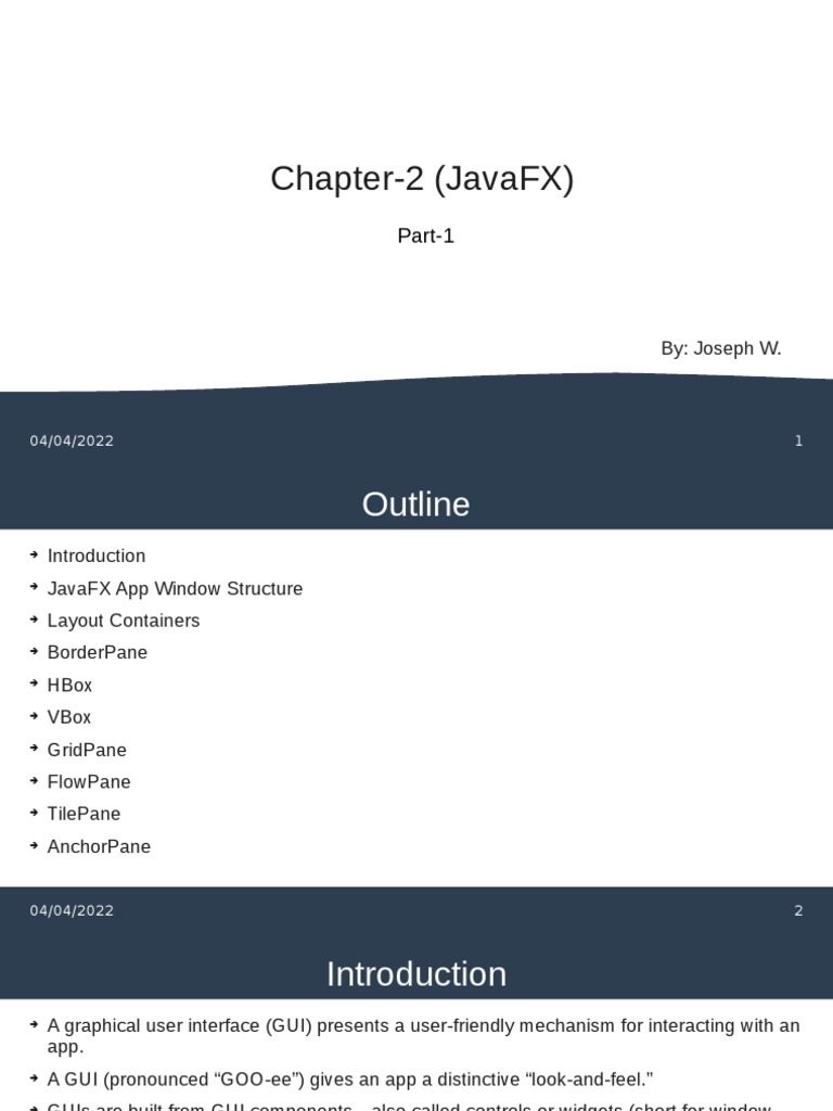 Chapter-2 (JavaFX) (Part-1) | PDF | Java (Programming Language) | Graphical User Interfaces