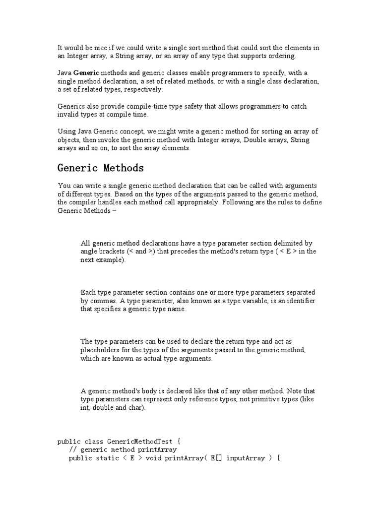 Generics Pdf Method Computer Programming Parameter Computer Programming