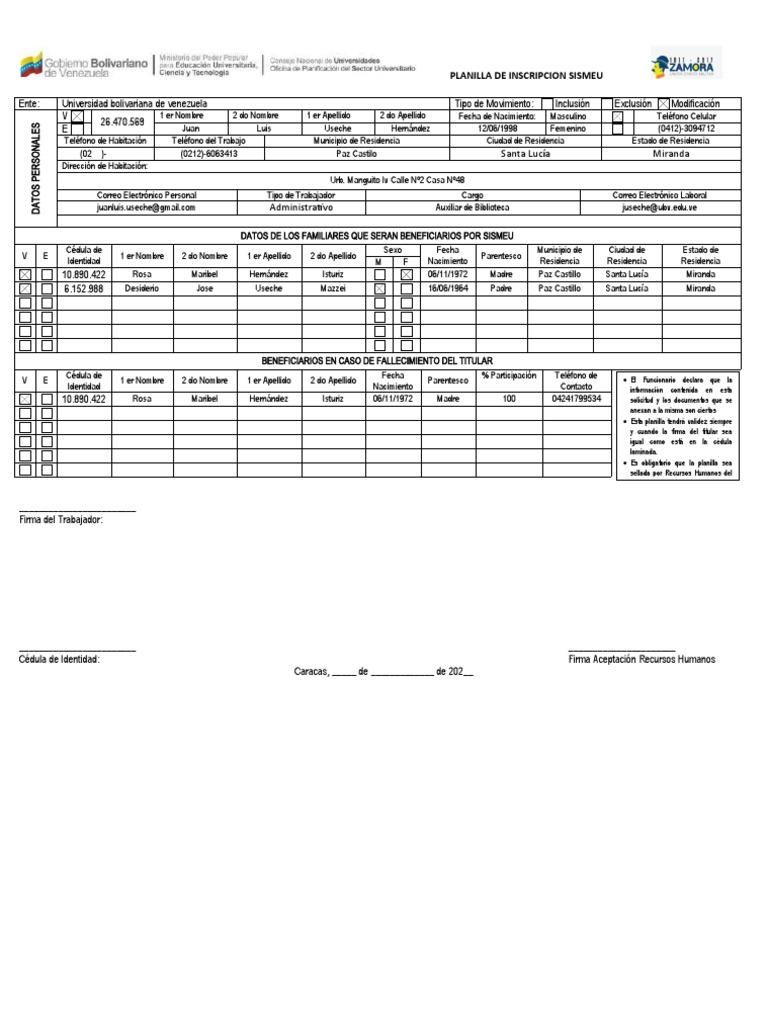 PLANILLA ELECTRONICA SISMEU | PDF | Gobierno y personalidad