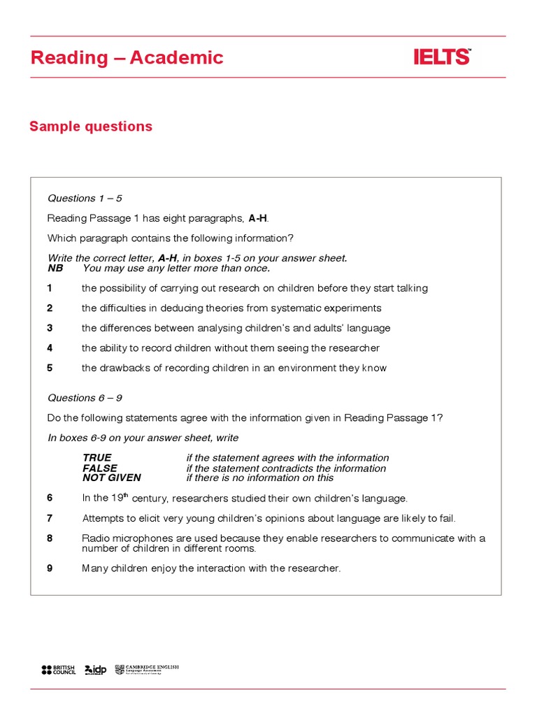 Ielts Reading Question Sheet | PDF | Communication | Cognitive Science