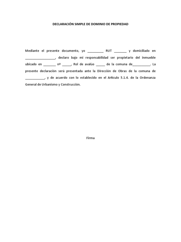Declaración Simple de Propiedad | PDF