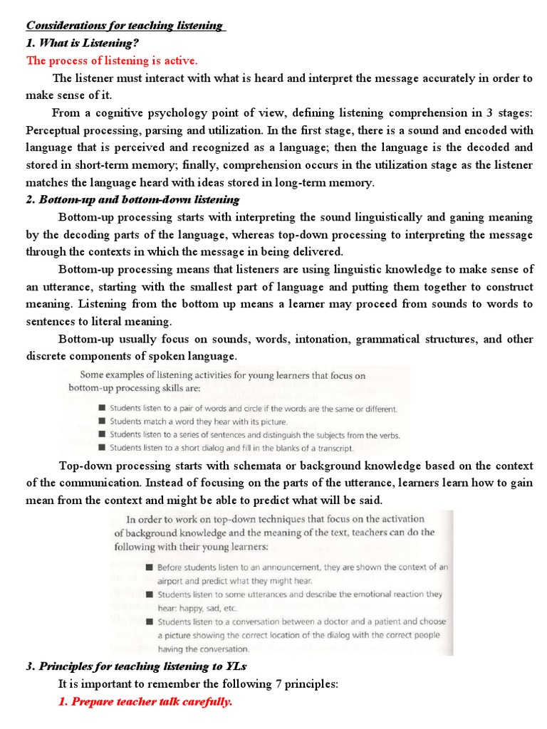 Listening and Speaking | PDF | Top Down And Bottom Up Design | Learning