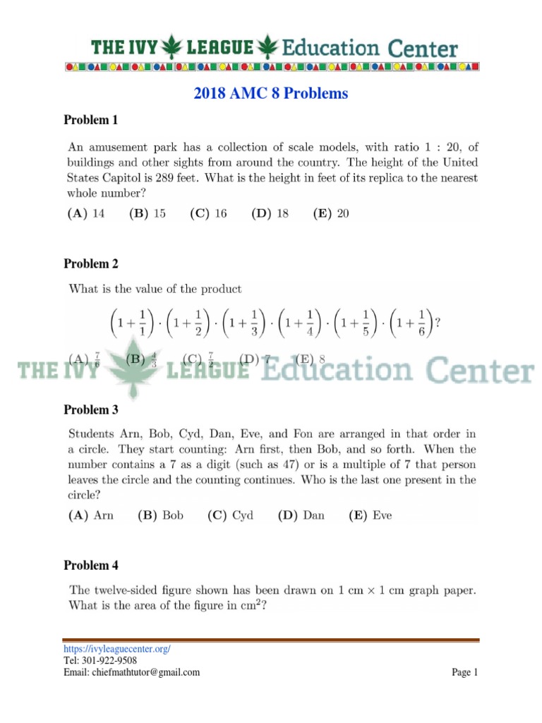 2018 Amc 8 Problems and Answers | PDF | Computers