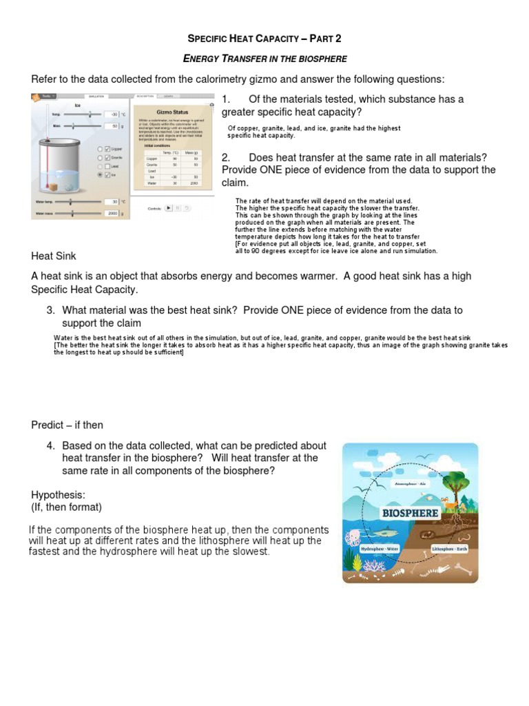 Specific Heat Capacity - Part 2 - Energy Transfer in The Biosphere ...