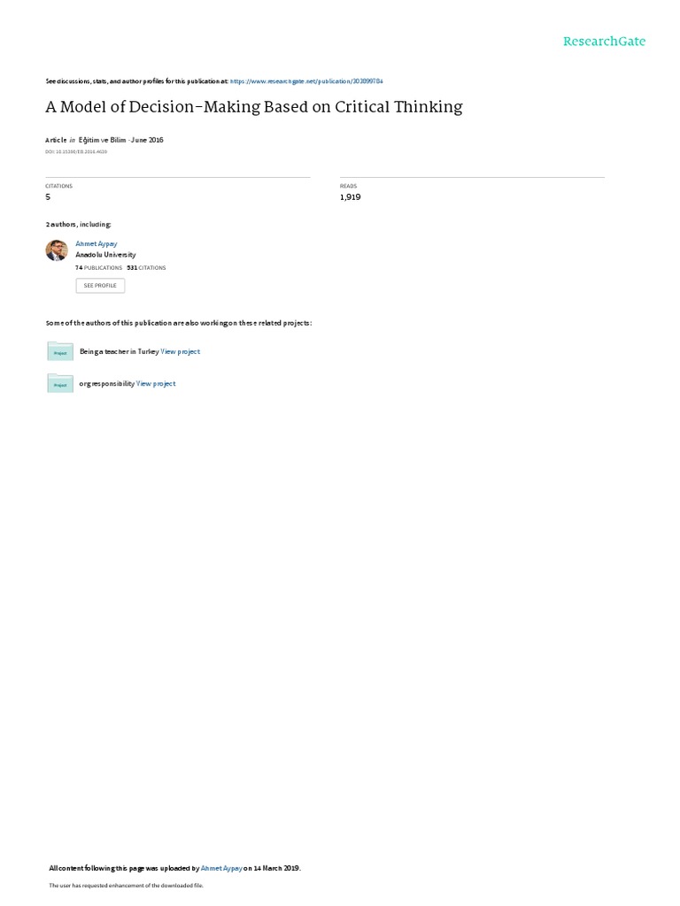 Decision Makingandcriticalthinking | PDF | Critical Thinking | Thought