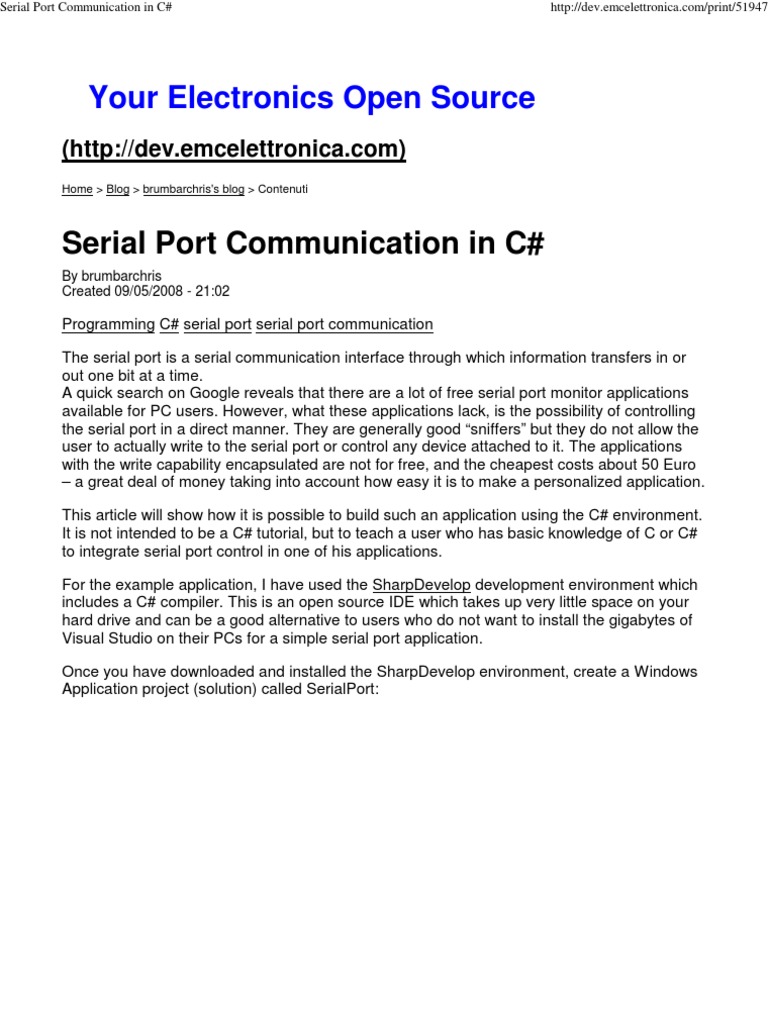 Serial Port Communication in C# | PDF | Integrated Development ...