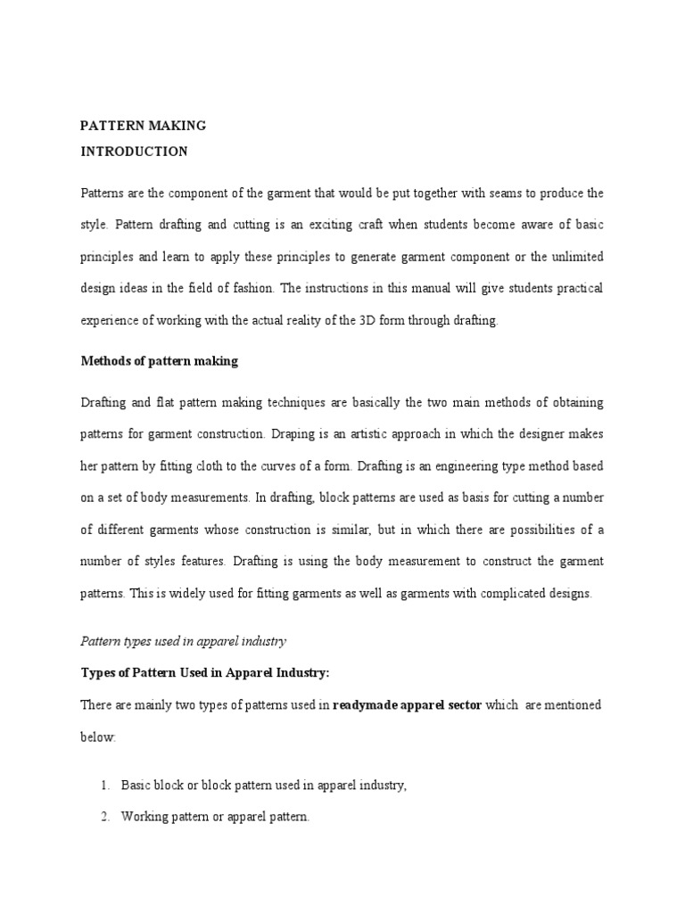 Types of Pattern Drafting and Pattern Symbols | PDF | Seam (Sewing ...