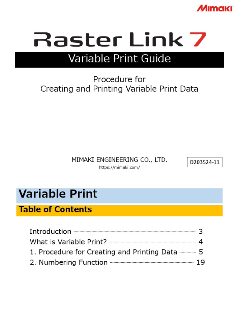 D203524-11 RasterLink7 VariablePrintGuide E | PDF | Page Layout | Comma ...