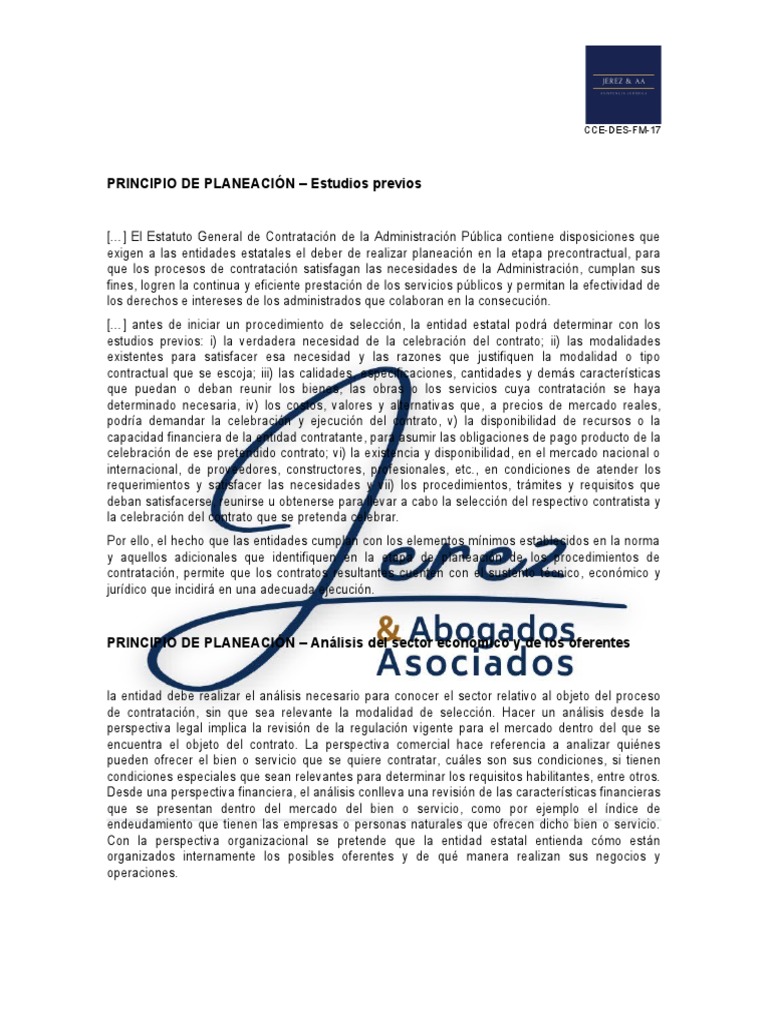 Concepto C 017 de 2022 Principio de Planeac, Analisis Del Sector ...