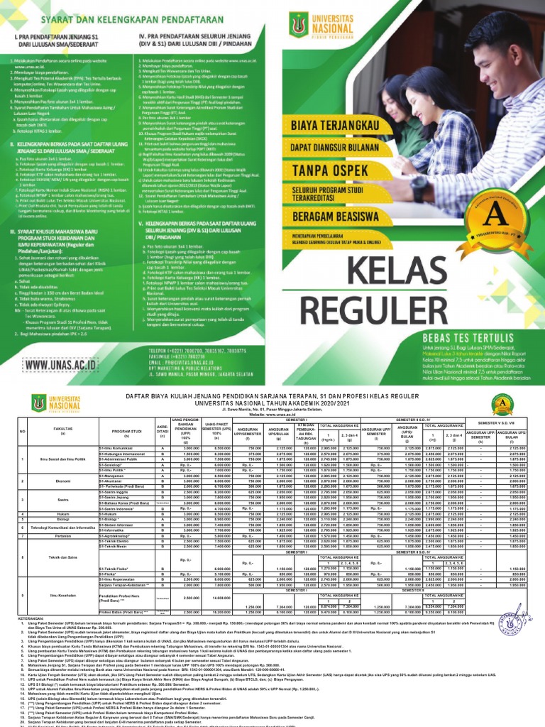 BIAYA KULIAH REGULER TA 2020 2021 Draft 4 | PDF