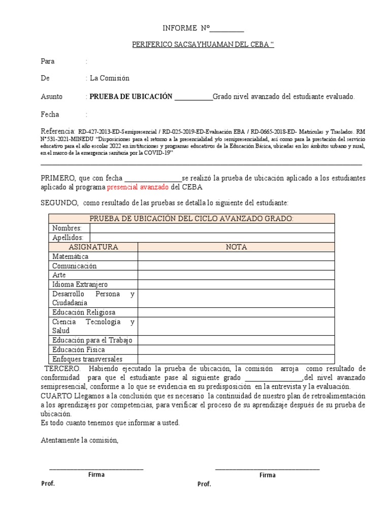Informe de Prueba de Ubicación | PDF