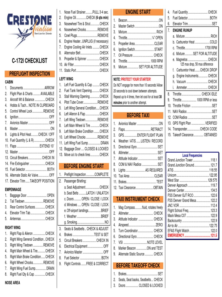 N35441 172I Checklist | PDF | Carburetor | Throttle
