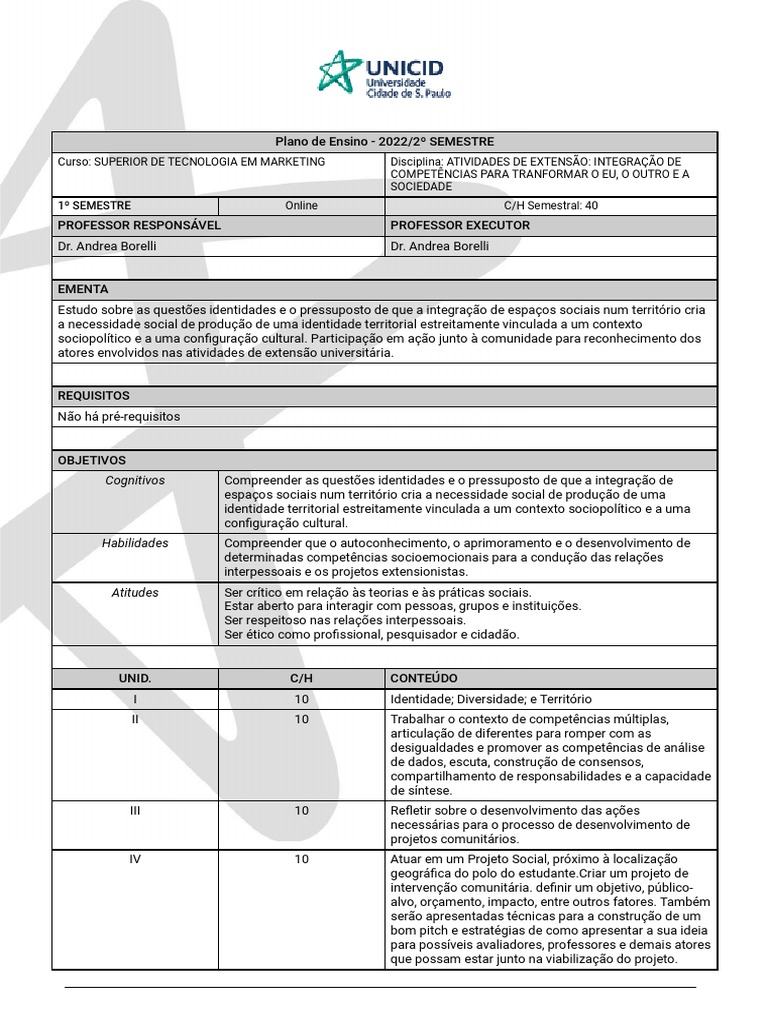 solicitacao-ATIVIDADES DE EXTENSÃO - INTEGRAÇÃO DE COMPETÊNCIAS PARA ...