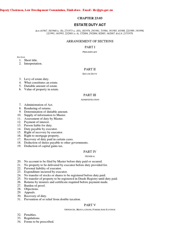 Estate Duty Act Chapter 23 - 03 - Updated | PDF | Inheritance Tax | Taxes