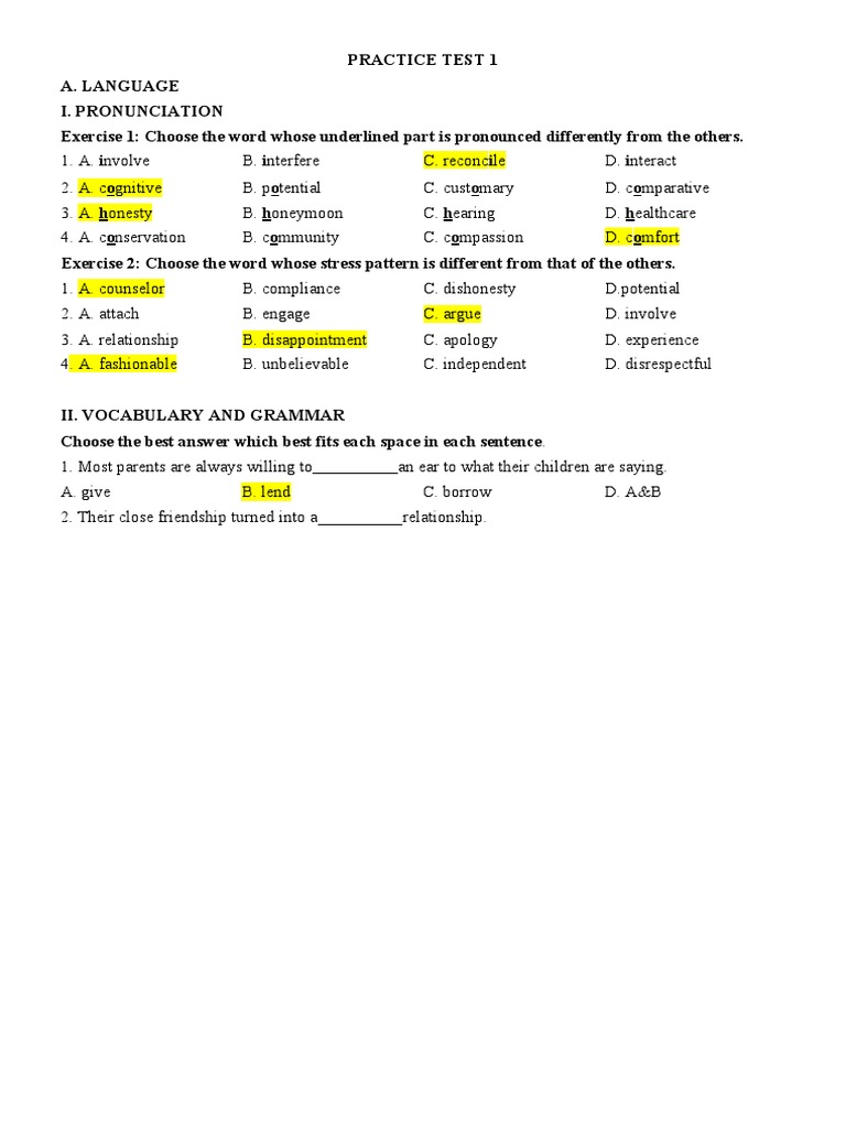 E.11 Unit 2 PRACTICE TEST 1 | PDF | Twin | Clothing