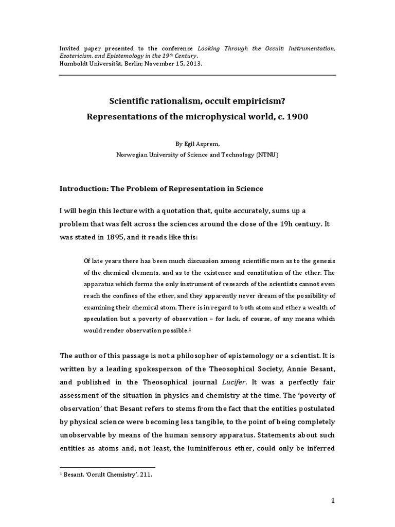 Scientific Rationalism Occult Empiricism | PDF | Luminiferous Aether ...