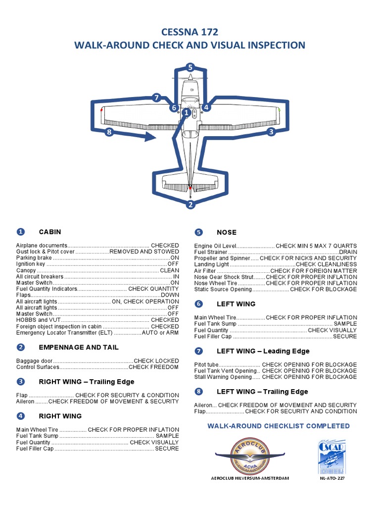 Walk Around Check and Visual Inspection C172 | PDF | Landing Gear ...