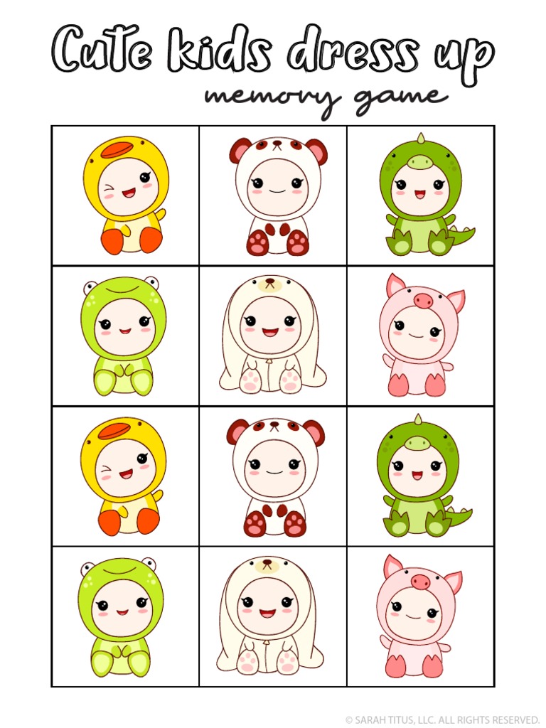 5 Cutest Printable Memory Games For Kids To Enjoy Cute Kids | PDF