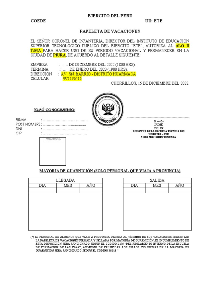 Papeleta Provincia Permiso | PDF