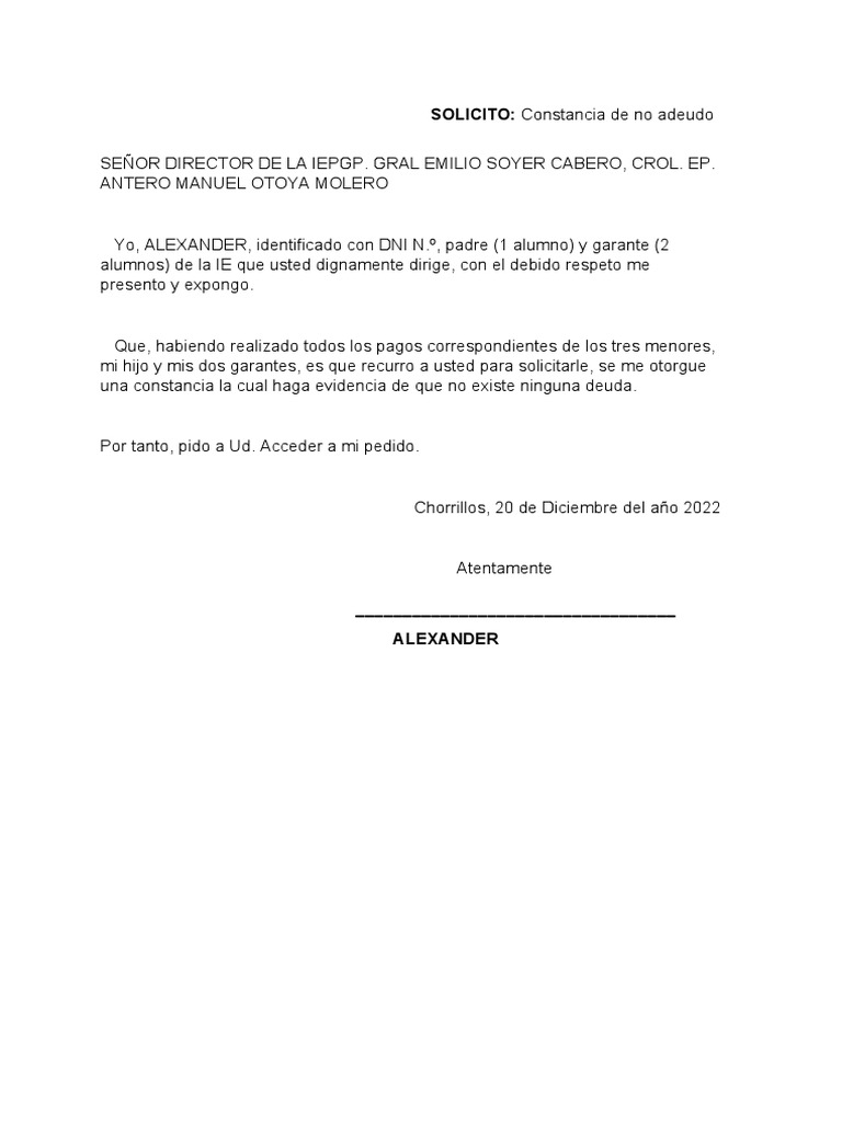 Documento de Solicitud | PDF
