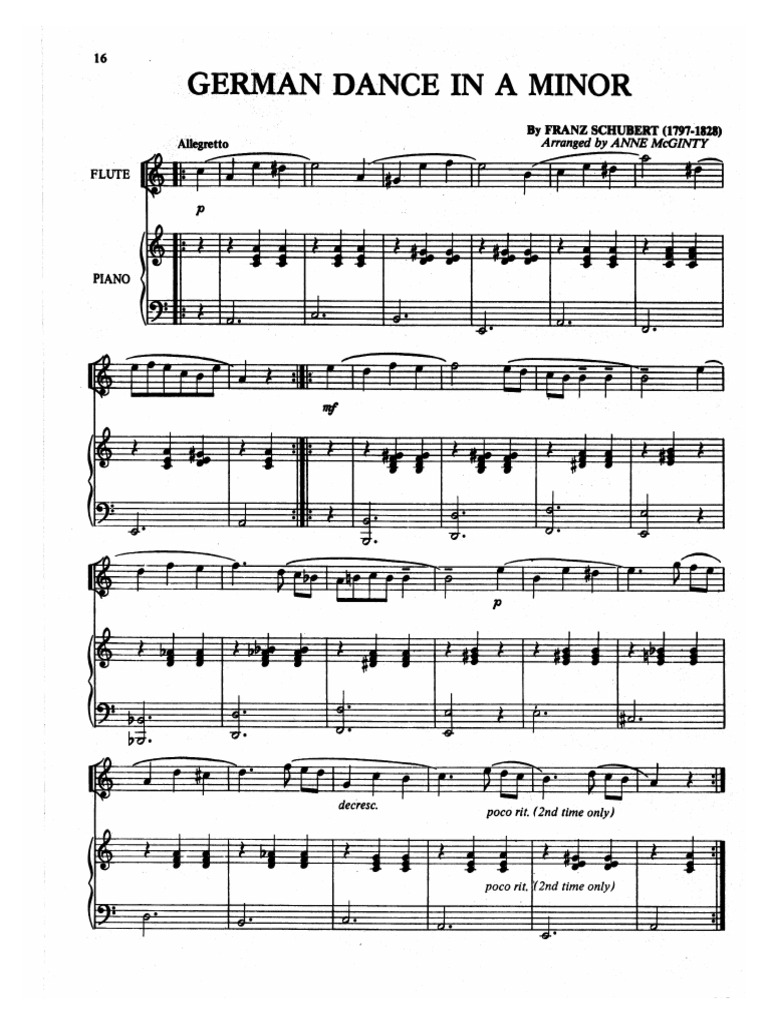 German Dance in A Minor For Flute | PDF