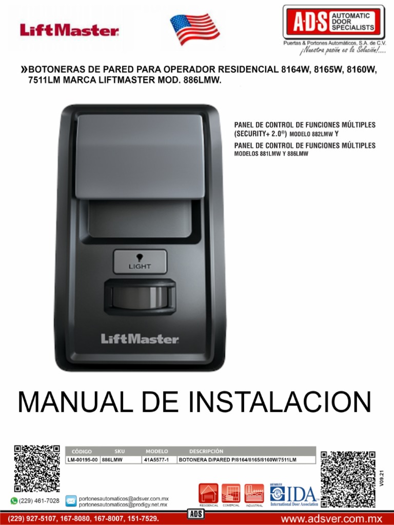 Botoneras de Pared para Operador Residencial 8164w, 8165w, 8160w ...