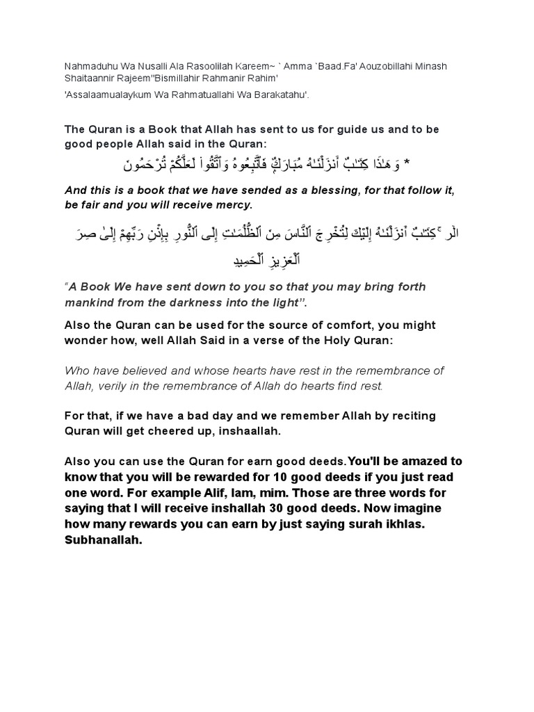 The Benefits and Importance of Reading the Quran According to Allah and ...