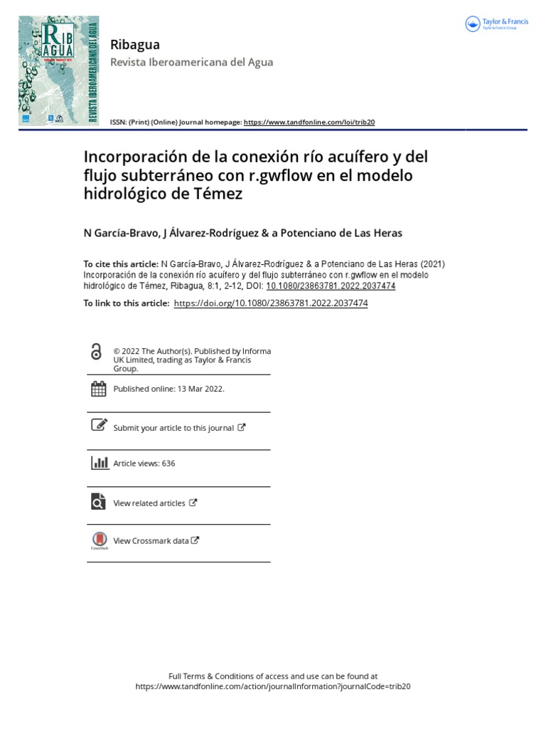 Incorporation of The Aquifer River Connection and The Underground Flow ...