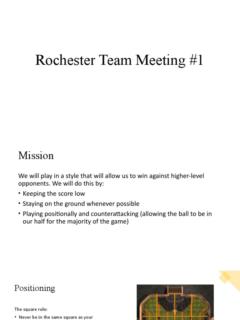 Rochester Team Meeting #1 | PDF | Football Codes | Sport Variants