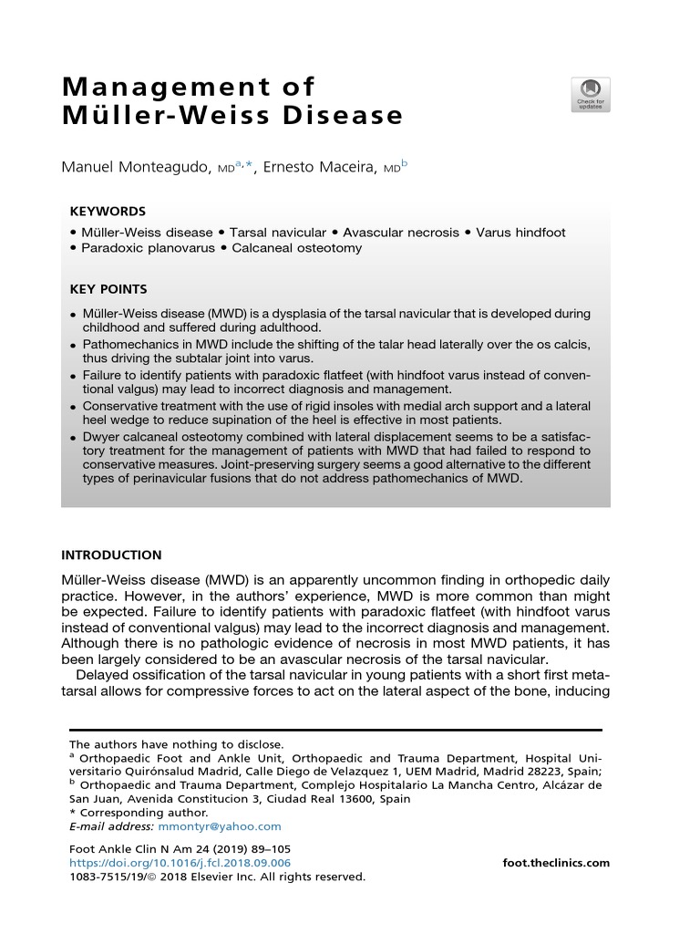 Management of Muller-Weiss Disease | PDF | Foot | Musculoskeletal System
