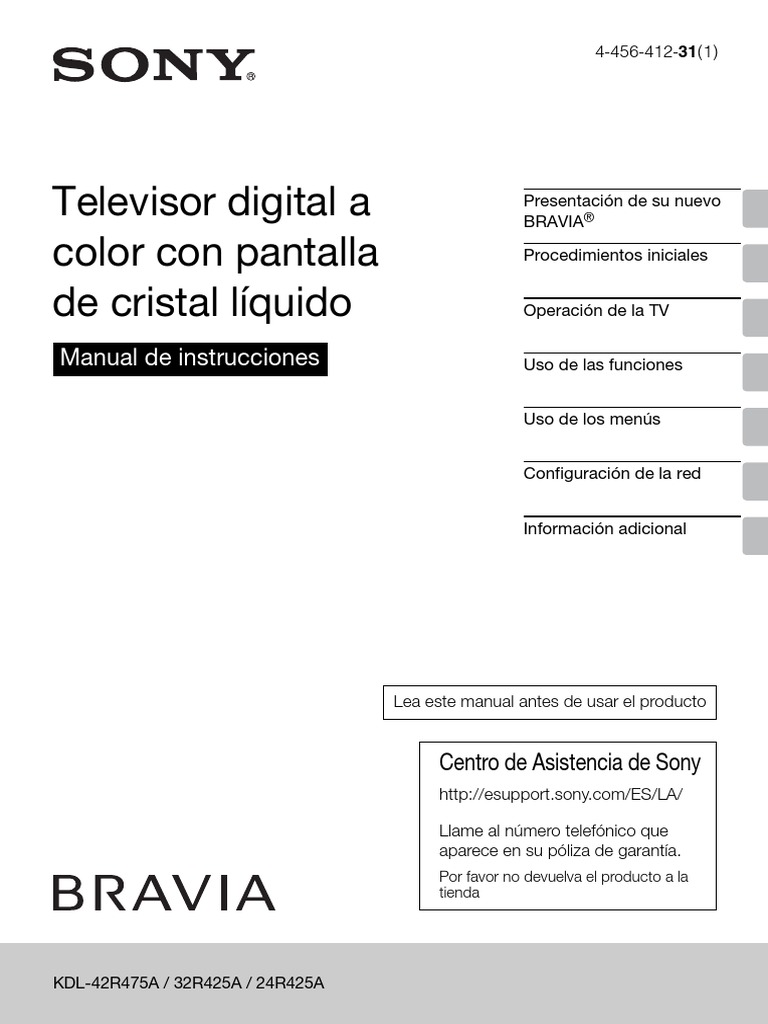 Televisor LCD Sony | PDF | Televisión de alta definición | Hdmi
