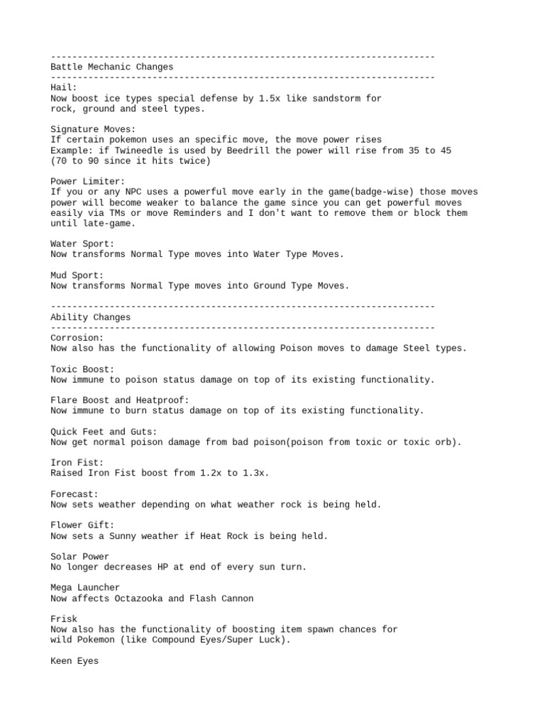 Balance Changes Pokemon ROWE | PDF