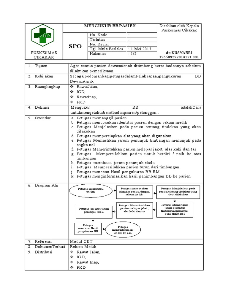 SOP - Pengkajian Mengukur BB Pasien Ok | PDF