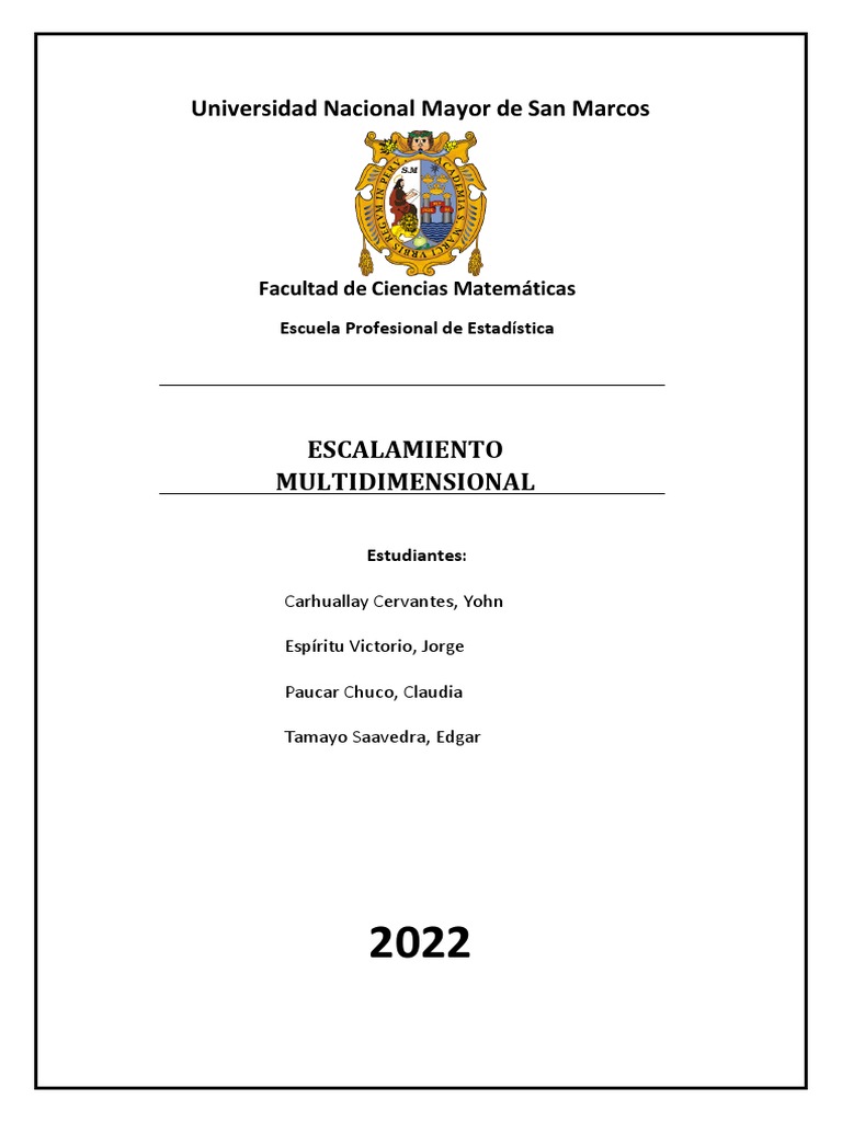 Escalamiento Multidimensional Exposicion | PDF | Matriz (Matemáticas ...