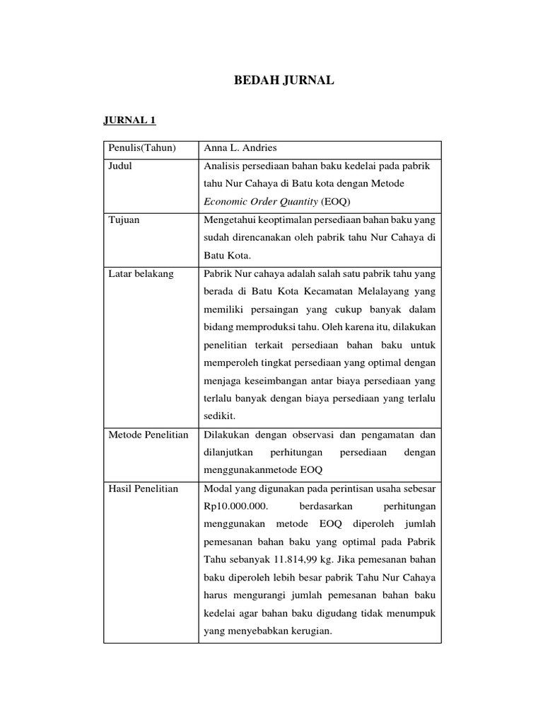 Optimalisasi Persediaan Bahan Baku dengan Metode EOQ | PDF