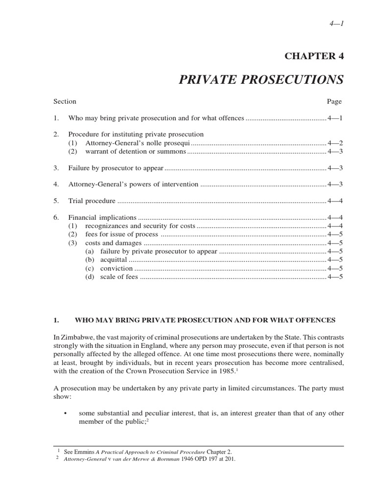 Private Prosecution in Zimbabwe | PDF | Prosecutor | Criminal Procedure ...