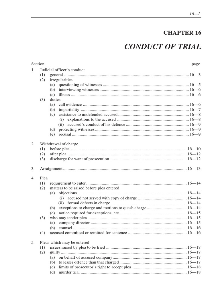 Chapter 16 - Conduct of Trial | PDF | Arrest | Prosecutor