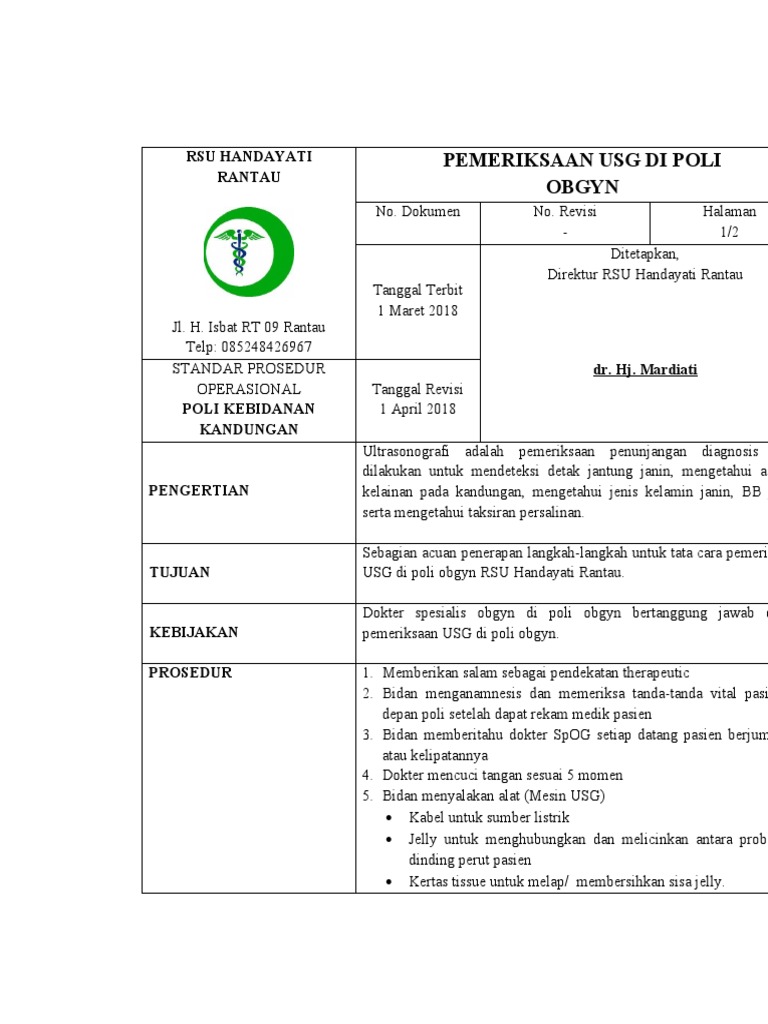 Pemeriksaan USG di Poli Obgyn RSU Handayati Rantau | PDF
