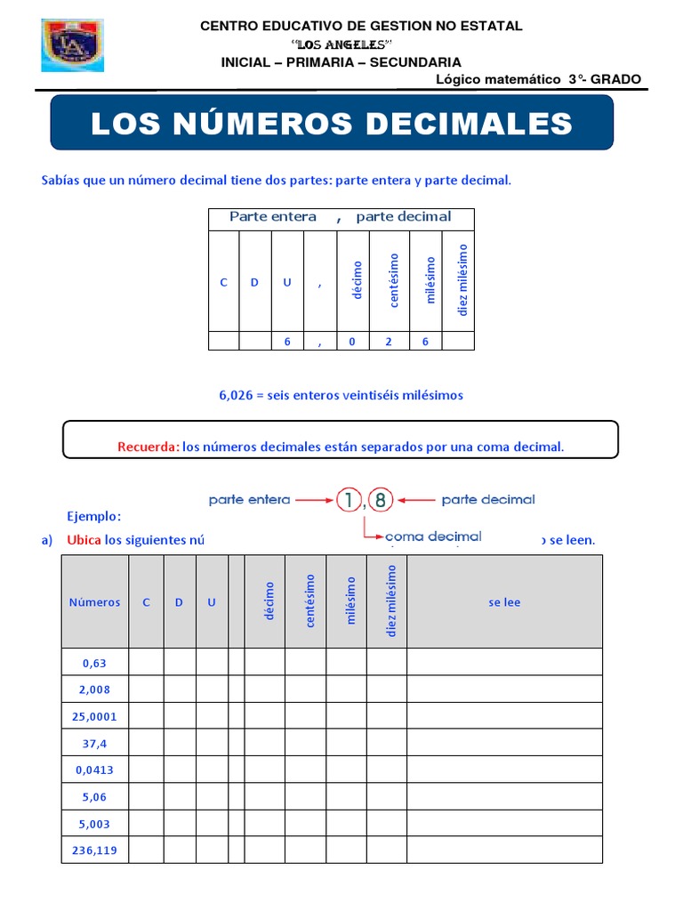 Números-Decimales | PDF | Números | Notación Matemática