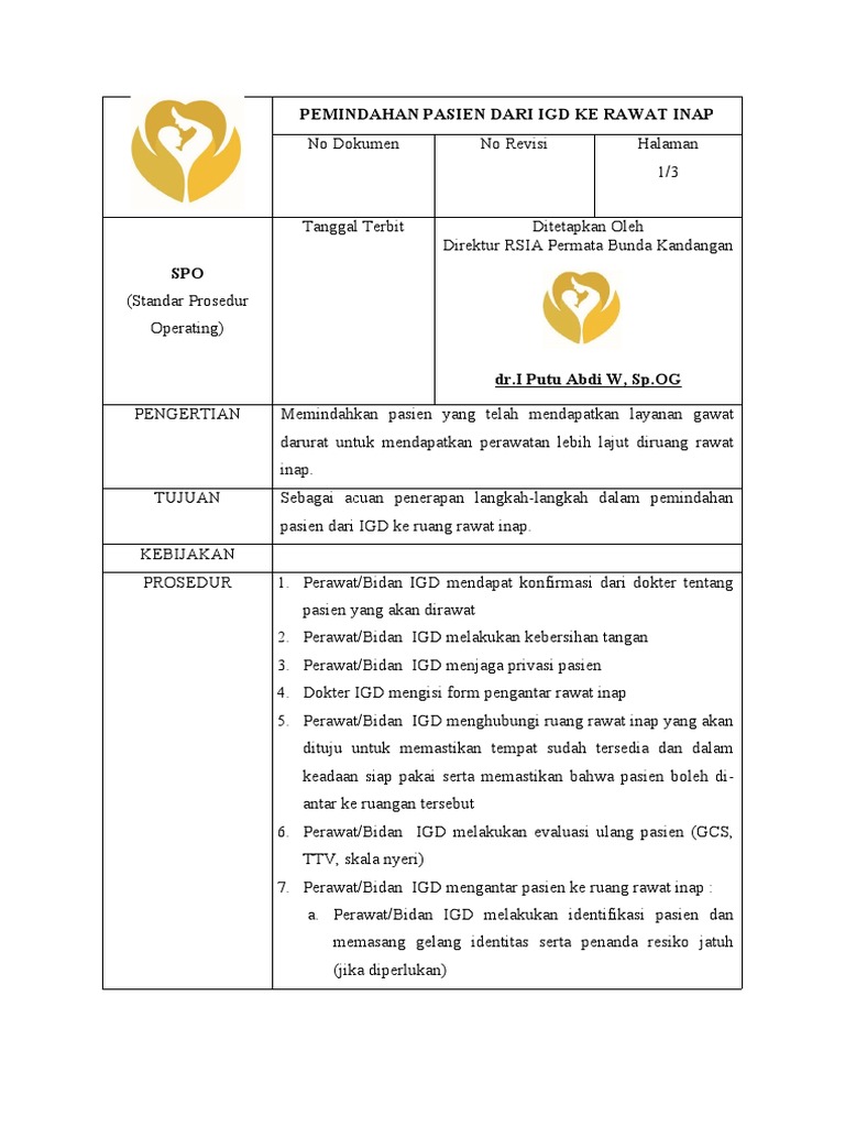 Spo Serah Terima Igd Ke Ranap | PDF
