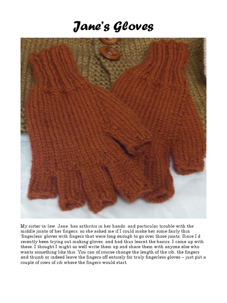 Jane's Gloves | PDF | Knitting | Glove